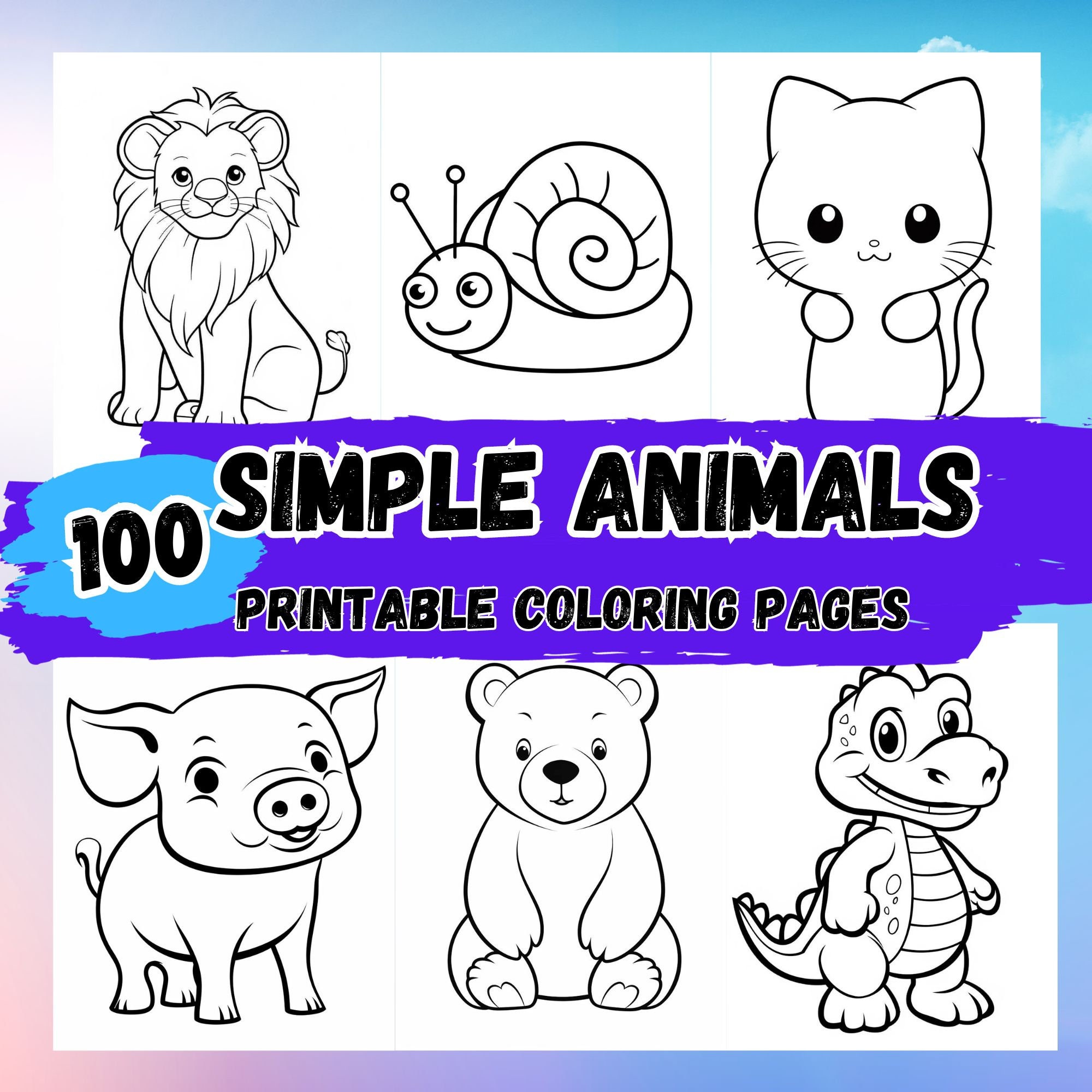 Cute Fun and Easy Animal Coloring Pages for Kids, Toddlers Coloring ...