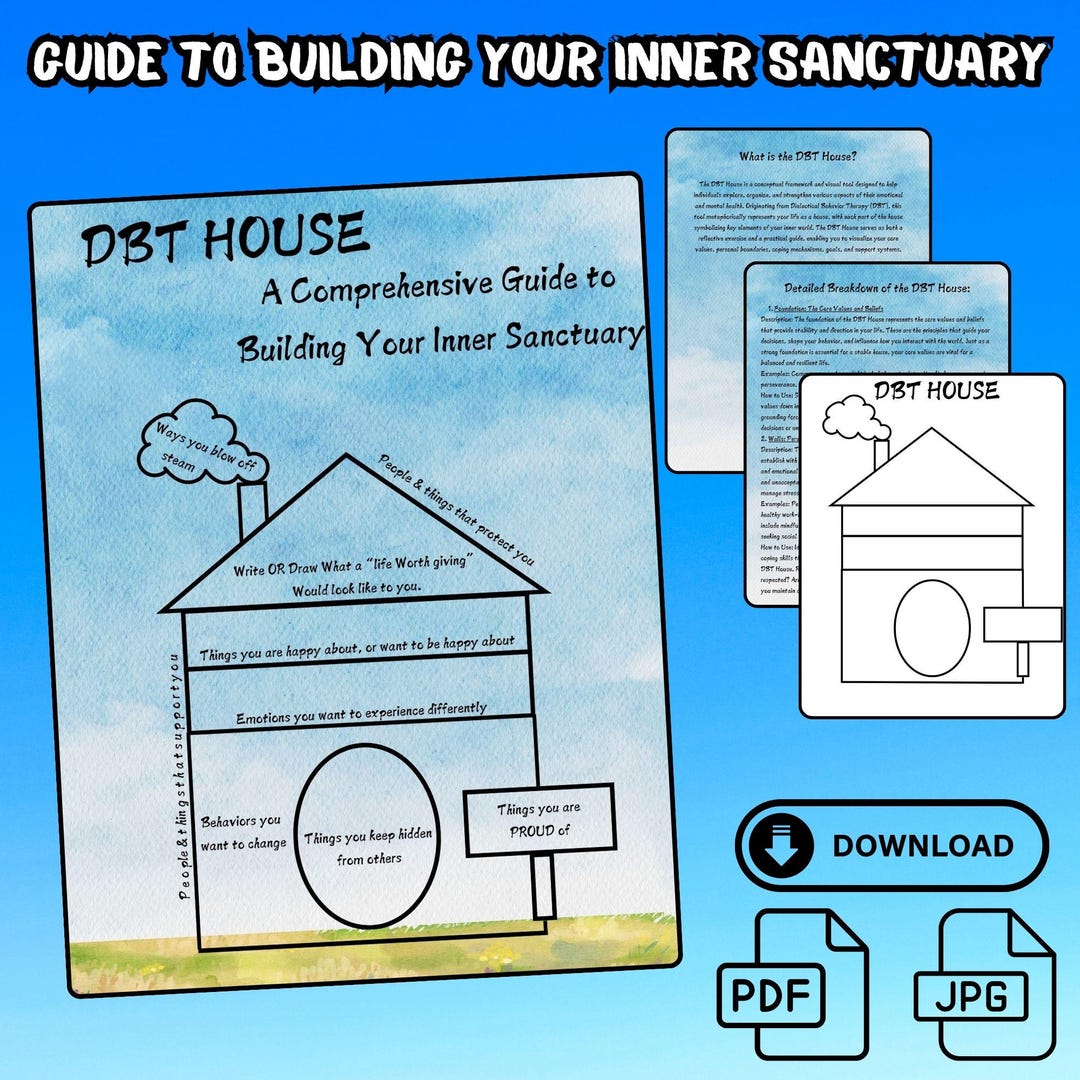 DBT House Worksheet for Self Growth, Unlock Emotional Potential With ...