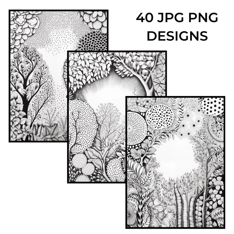 Zentangle Nature Designs | 40 Botanical Doodle Pages | Printable ...