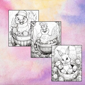 Delightful Easter Coloring Book for Kids, Basket of Bunnies, Chicks ...