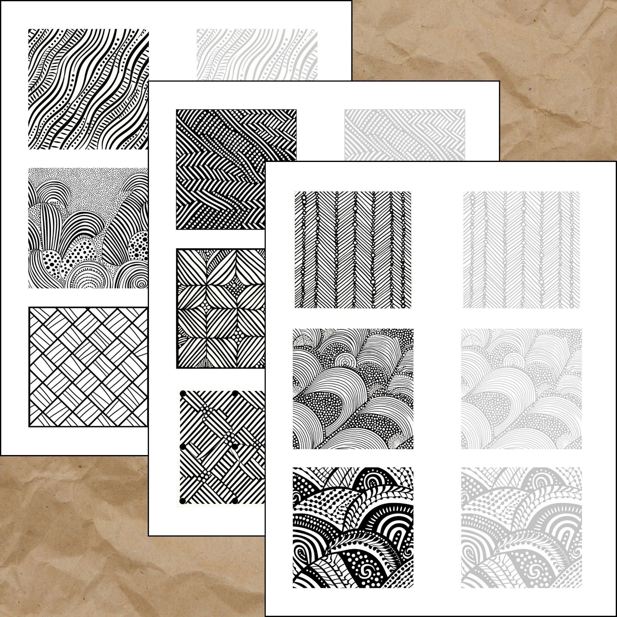 Zentangle Pattern Templates, Zen Doodle Workbook, Patterns Training ...