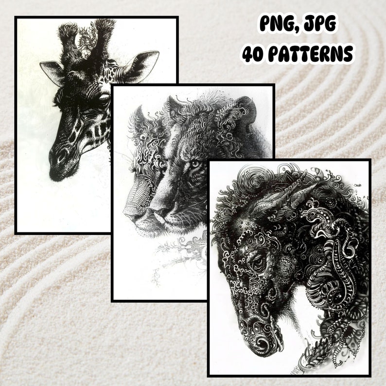 Zentangle Animals Coloring Pages, Doodle Art (digital Download) - Etsy ...