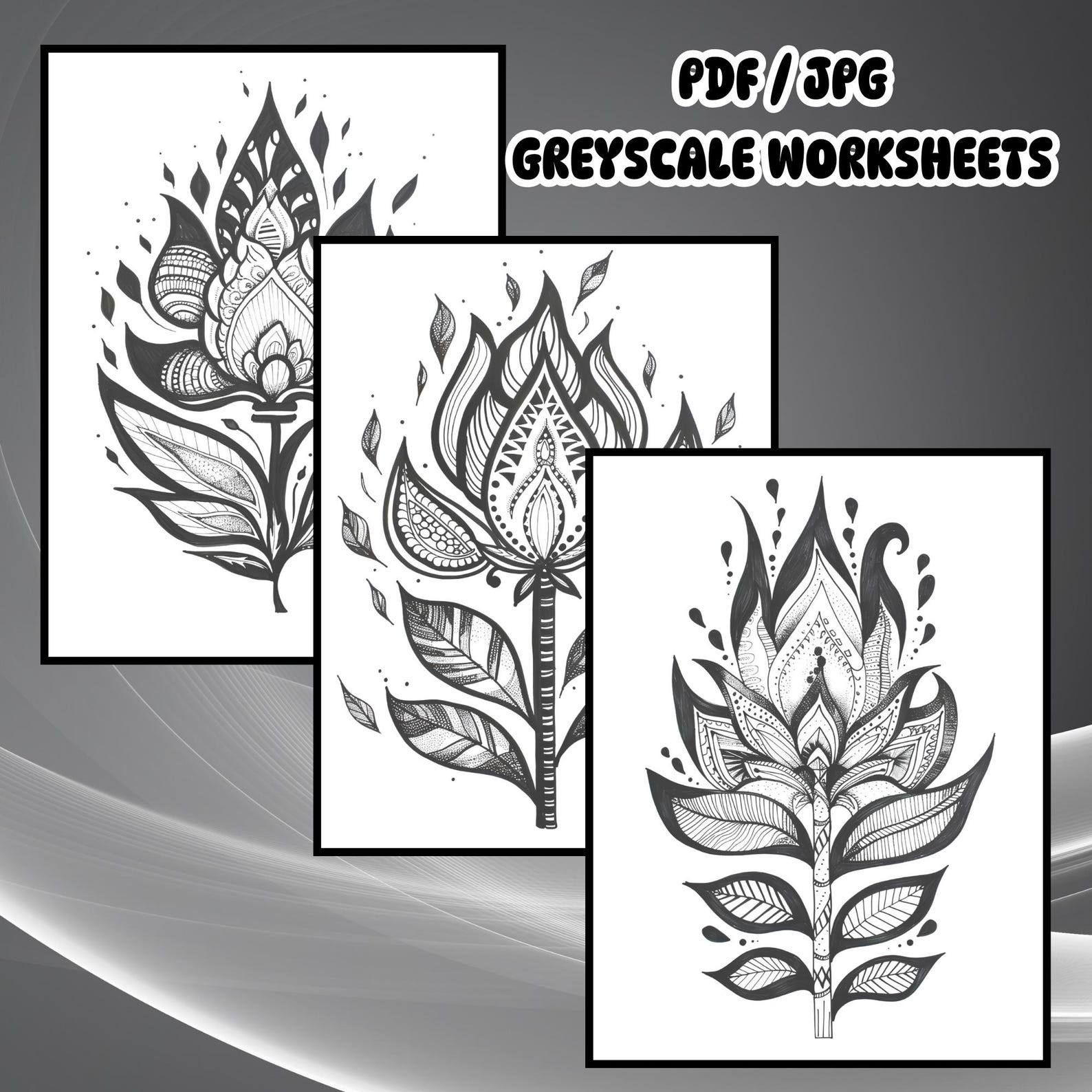 Flame Flower Zentangle Patterns, Botanical Art Sheets, Doodle Flower ...