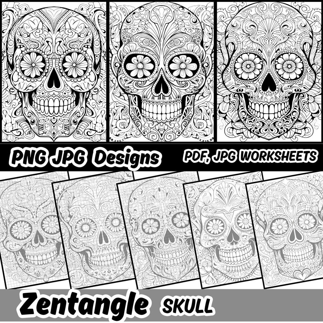 Zentangle Skull Designs Tutorial, Halloween Inspired Patterns ...