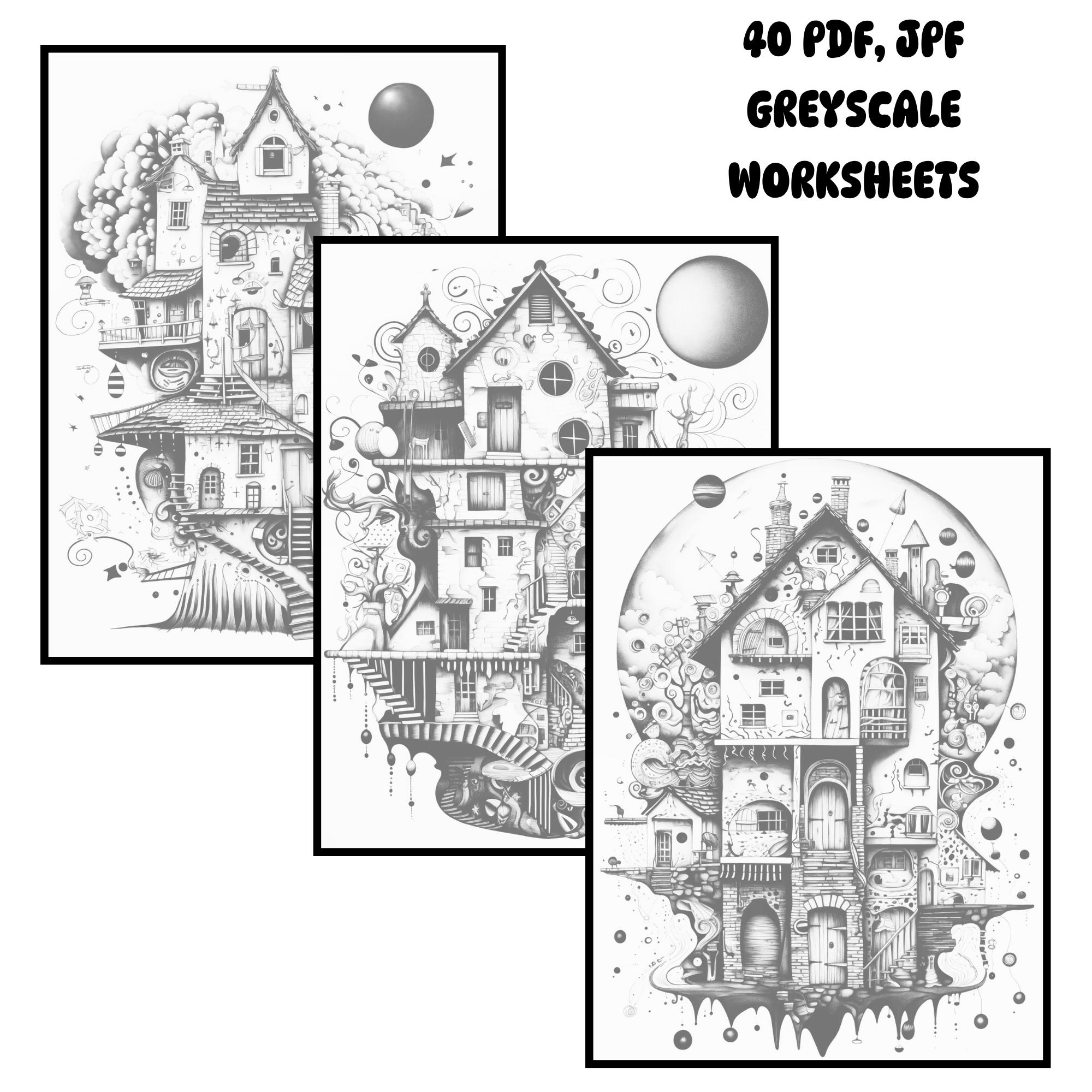 Zentangle - Zendoodle - House Patterns for Adults – Whimsical Printable ...