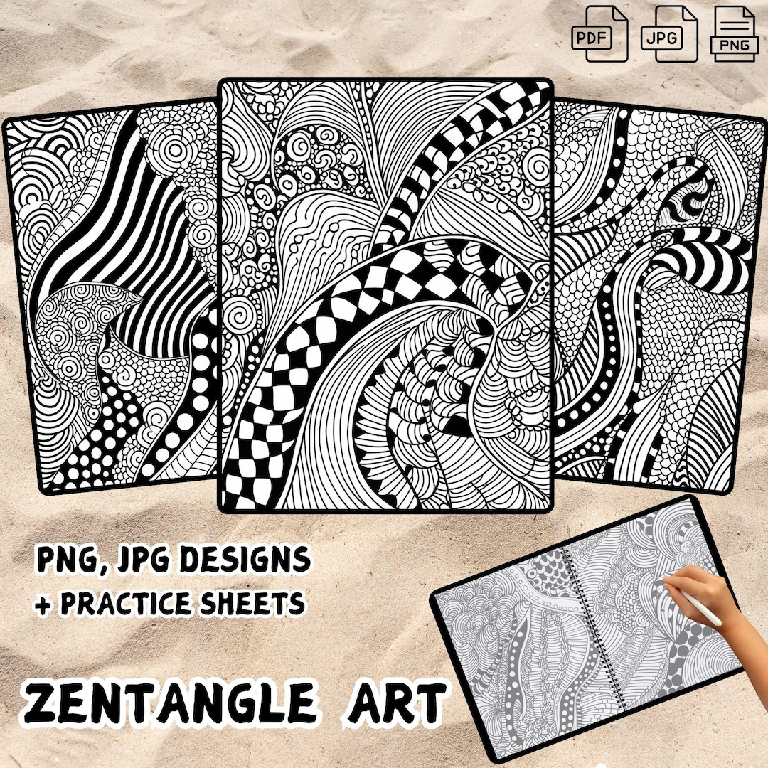 Beginner-friendly Zentangle Patterns, Easy Practice Sheets, Zendoodle ...