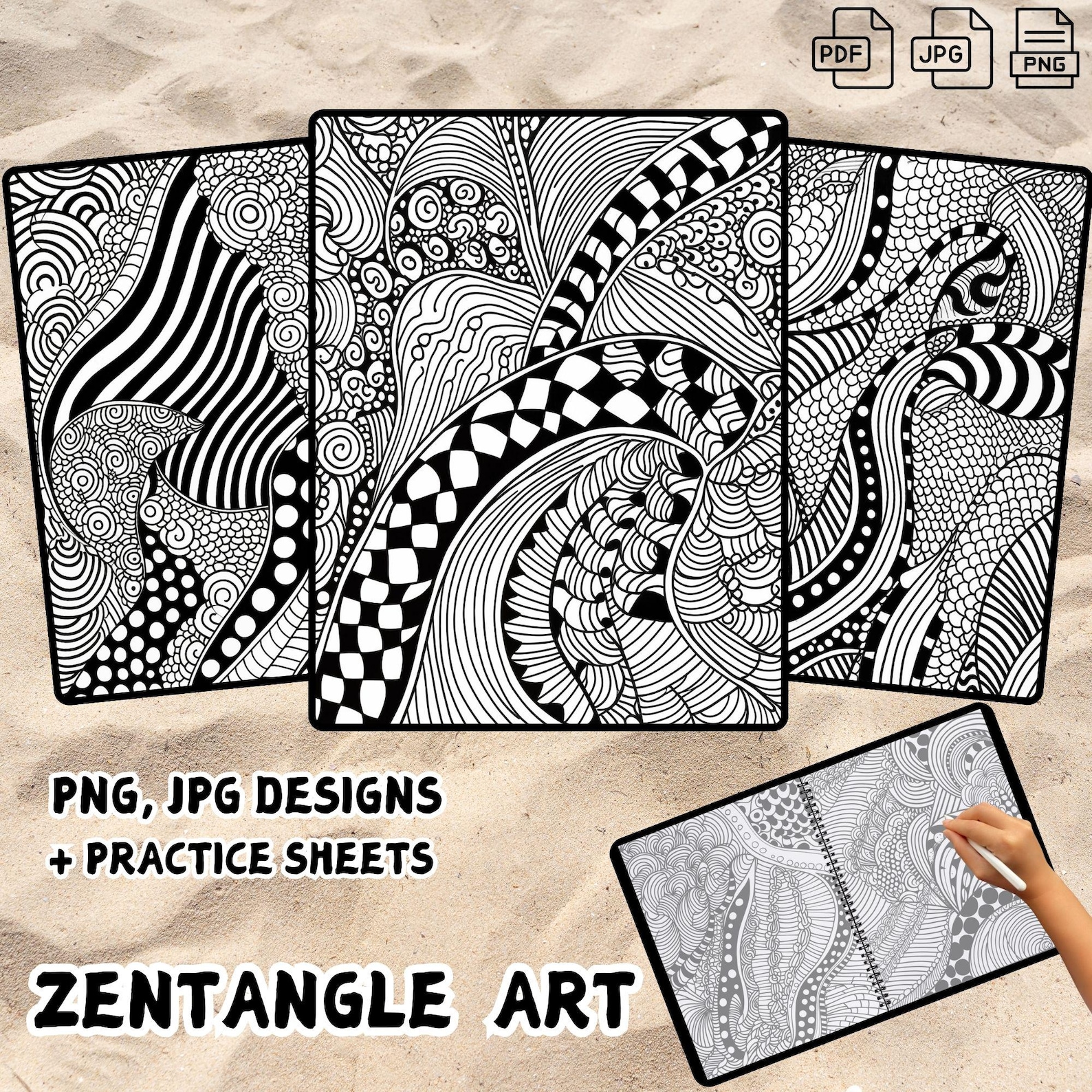 Beginner-friendly Zentangle Patterns, Easy Practice Sheets, Zendoodle ...