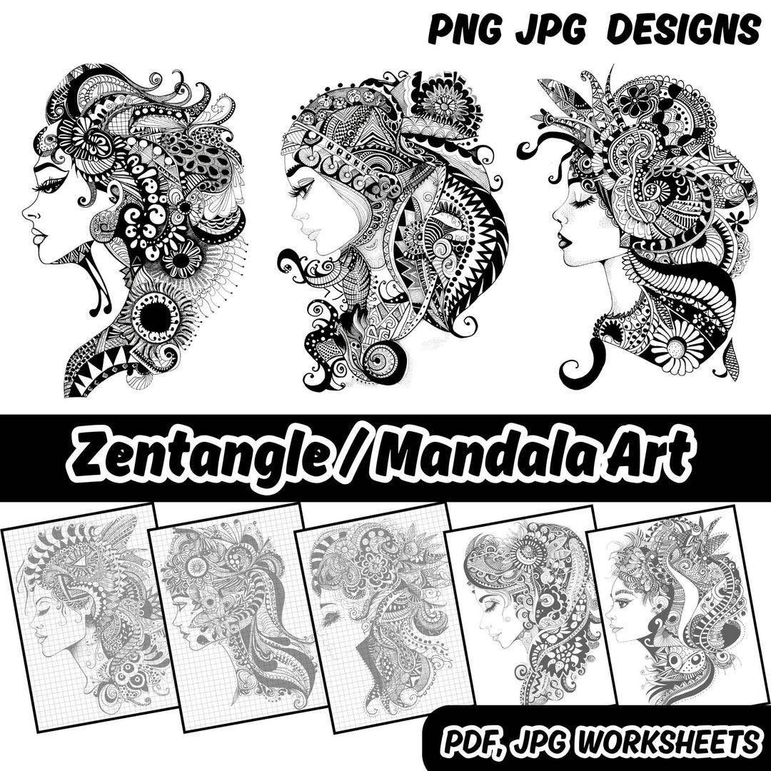 Zentangle Patterns for Unique Women's Hair Designs: Explore Intricate ...