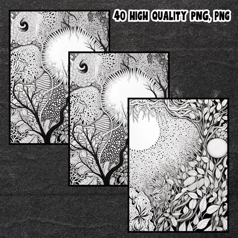 Zentangle Botanical Elements, Nature in Zentangle Style, Dark Realms ...