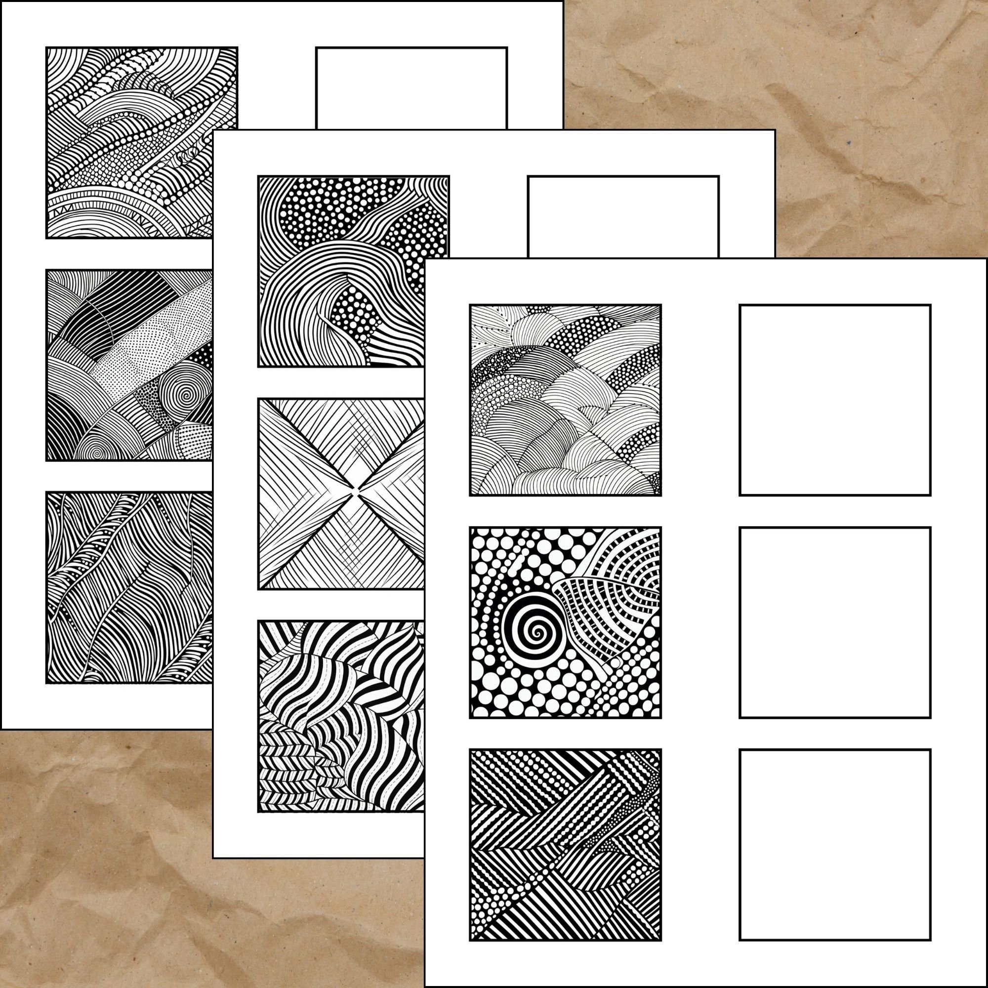 Zentangle Pattern Templates, Zen Doodle Workbook, Patterns Training ...