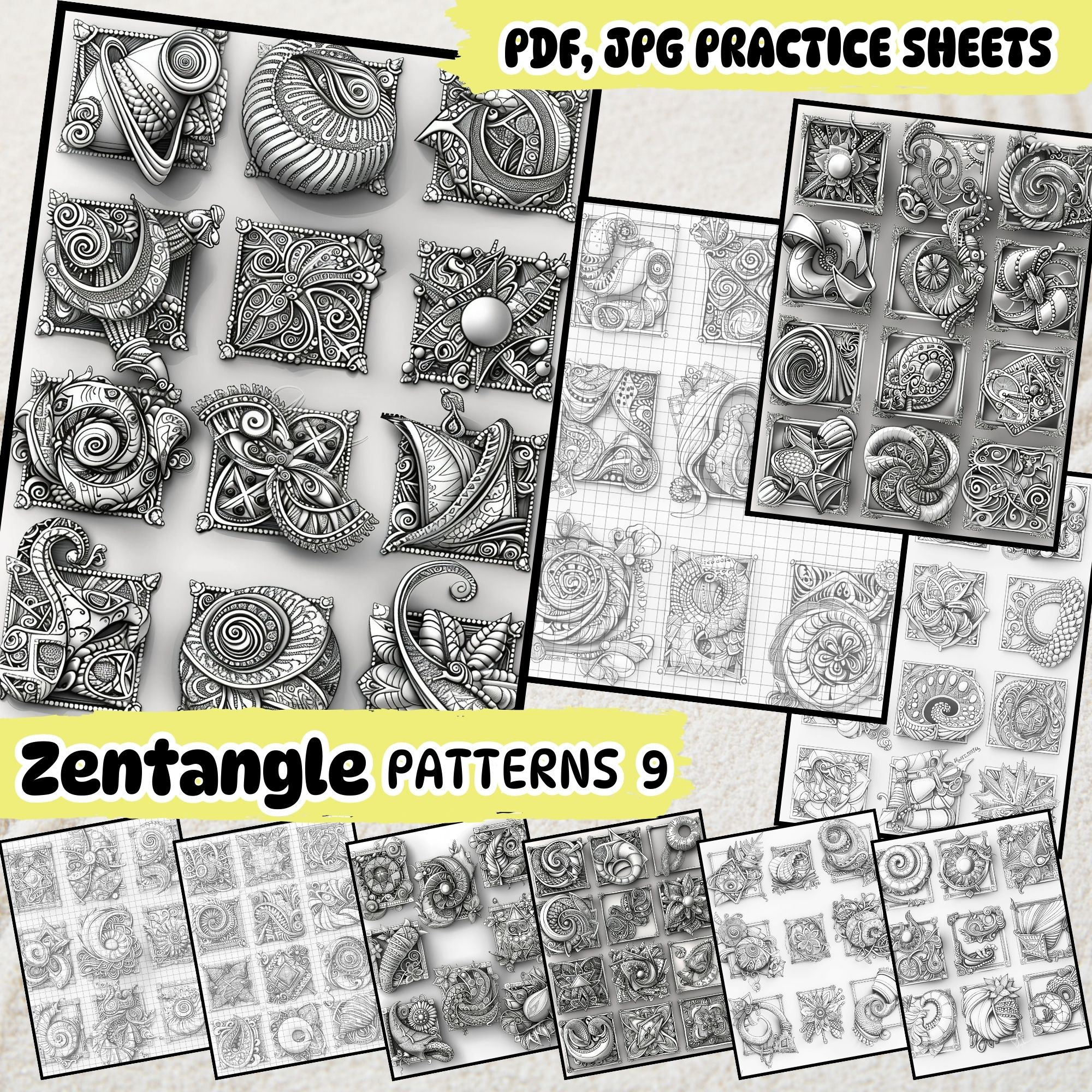 400+ Zentangle Patterns, Doodle Art Practice Sheets (digital Download ...