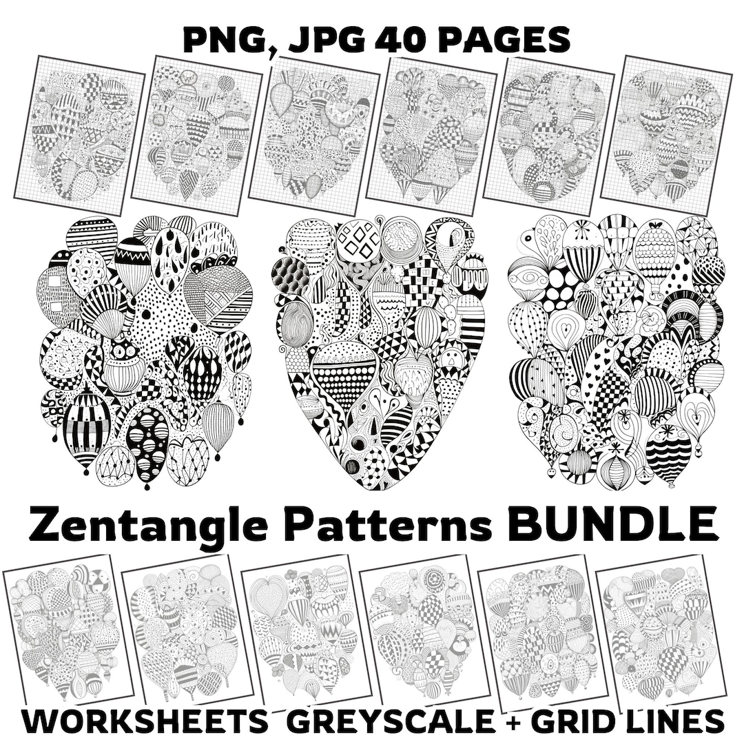 1000+ Zentangle Patterns | Practice Sheets, Relaxing Doodles (digital ...