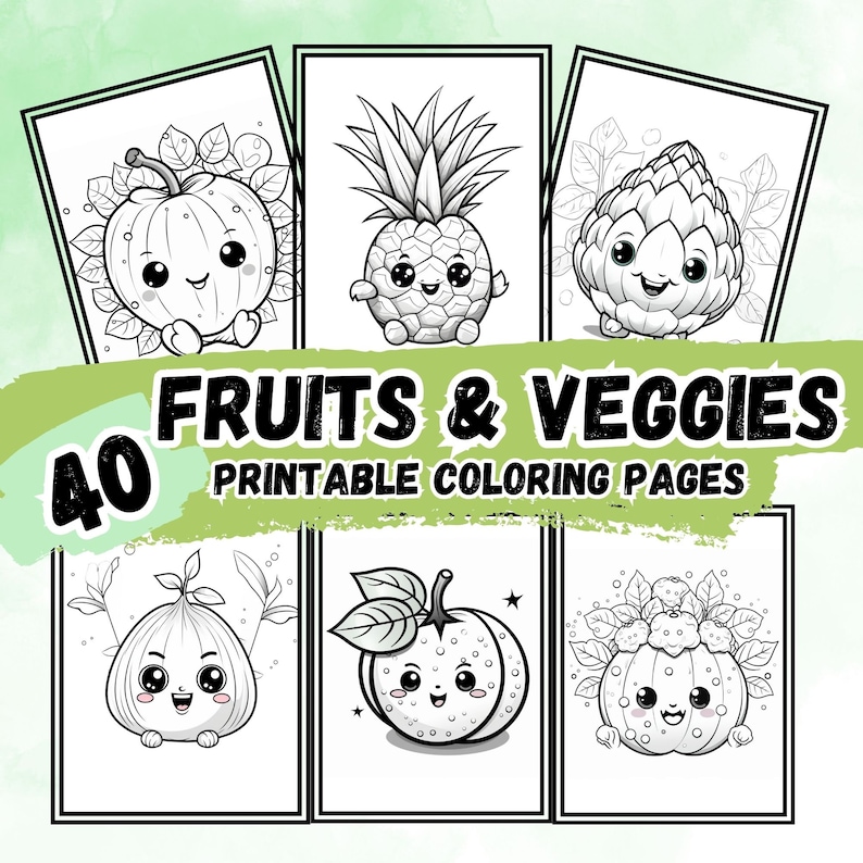 Kawaii Fruit & Veggie Coloring Pages | 40 Cute - Easy Printable Designs ...