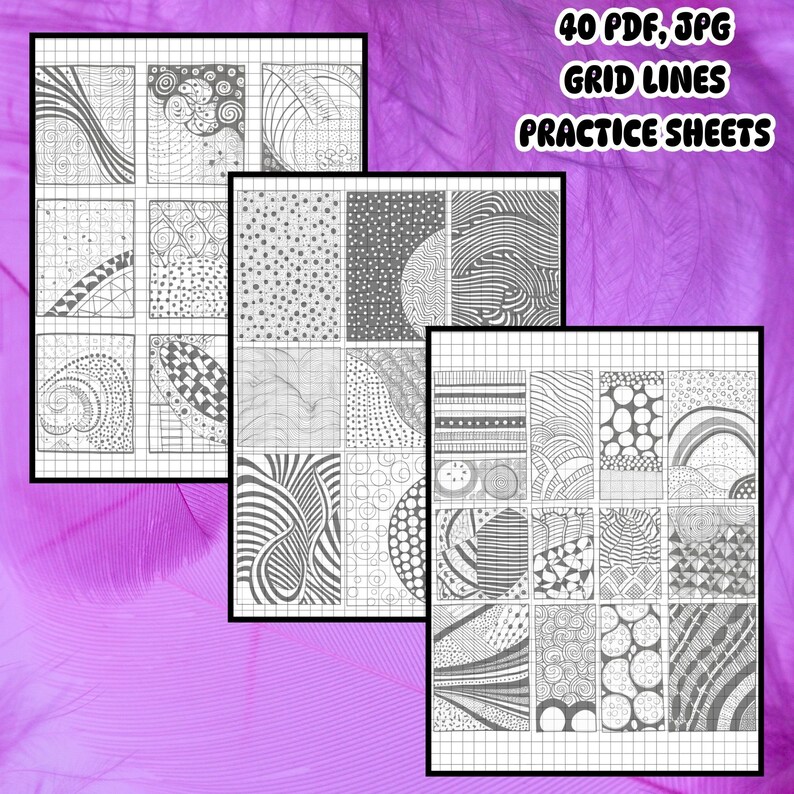Zentangle Worksheets, 80 Practice Sheets, 400 Stunning Designs, Doodle ...