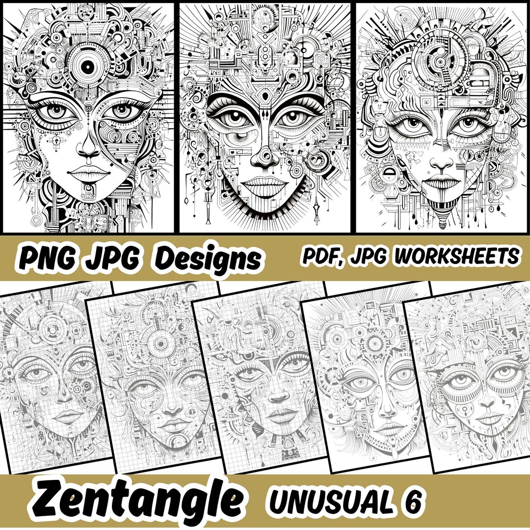 Zentangle Patterns for Beginners, Women’s Face Line Art, Stress Relief ...