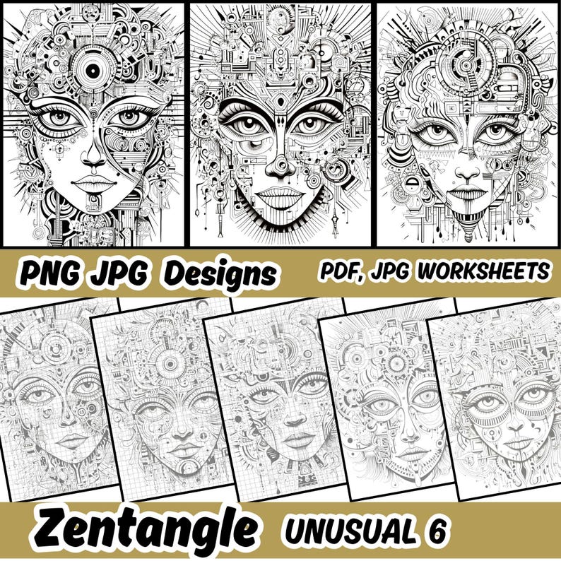 Zentangle Patterns for Beginners, Women’s Face Line Art, Stress Relief ...