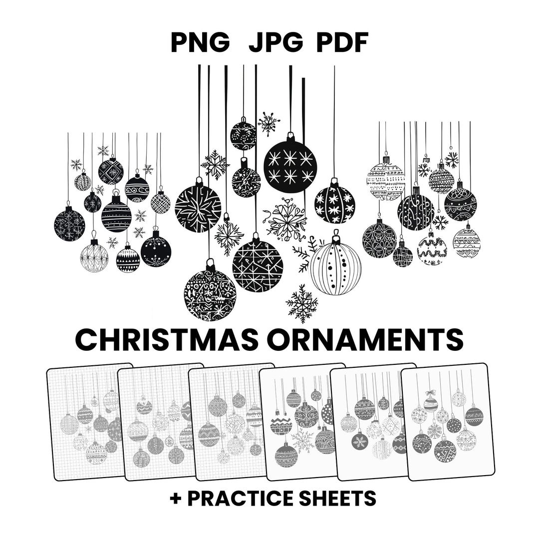 Christmas Zentangle Ornaments | Holiday Clipart Bundle | Festive ...