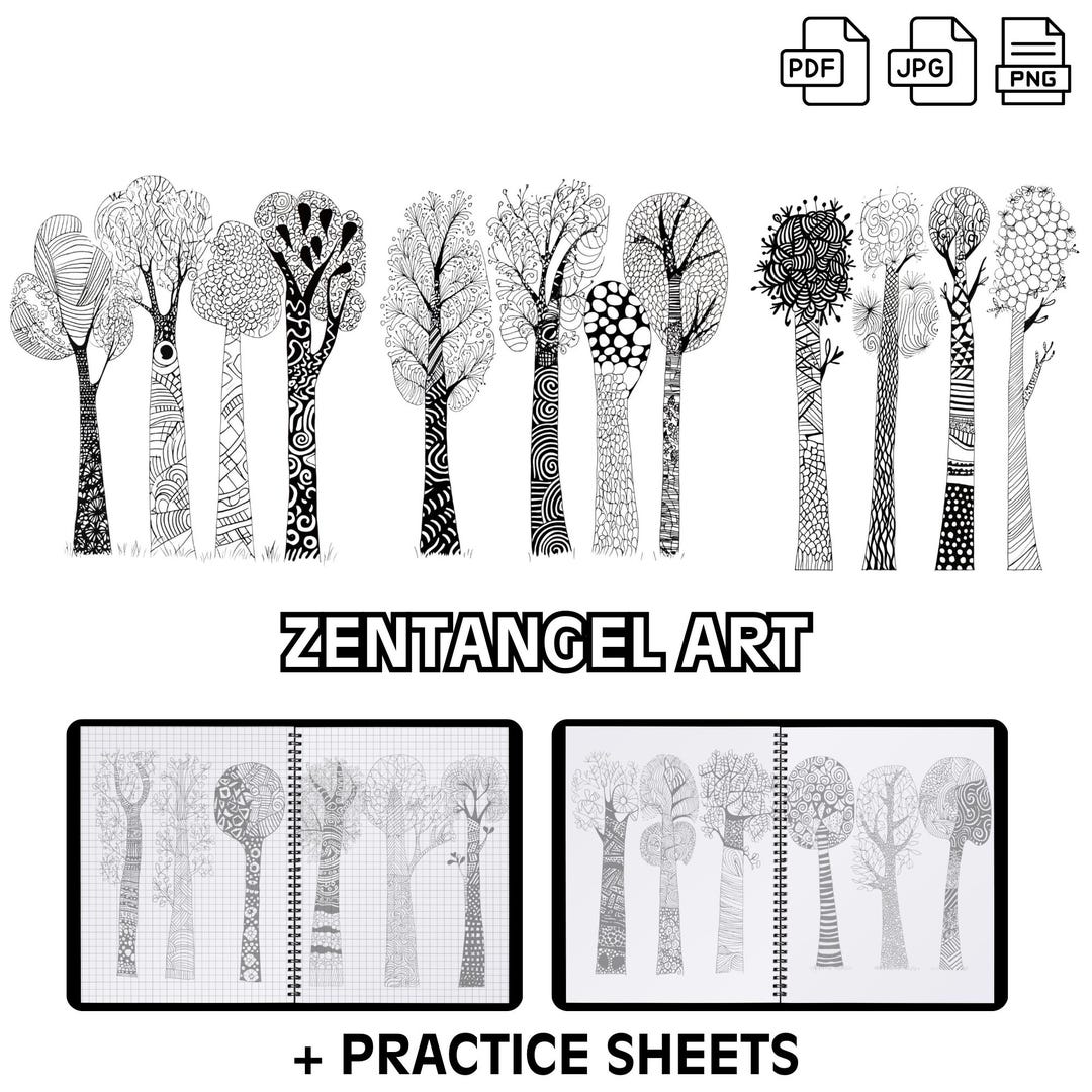 Unique Zentangle Tree Patterns, Nature Inspired Zentangle Designs, Tree ...