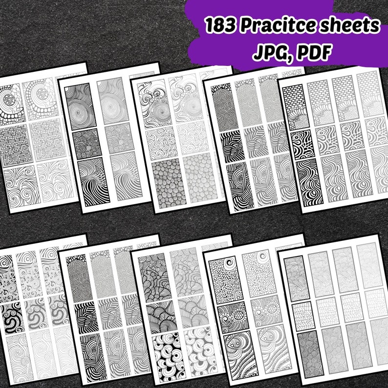 Zen Doodle Workbook, Zentangle Pattern Templates, Zentangle Practice ...