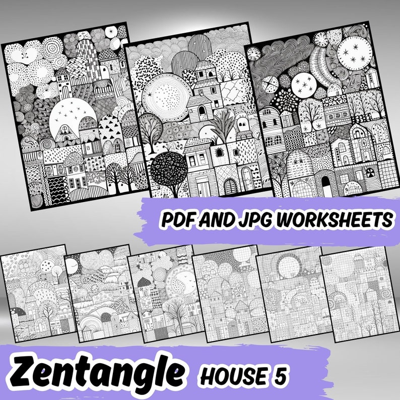 Zentangle Coloring Pages, House Patterns, Anti Stress Coloring ...