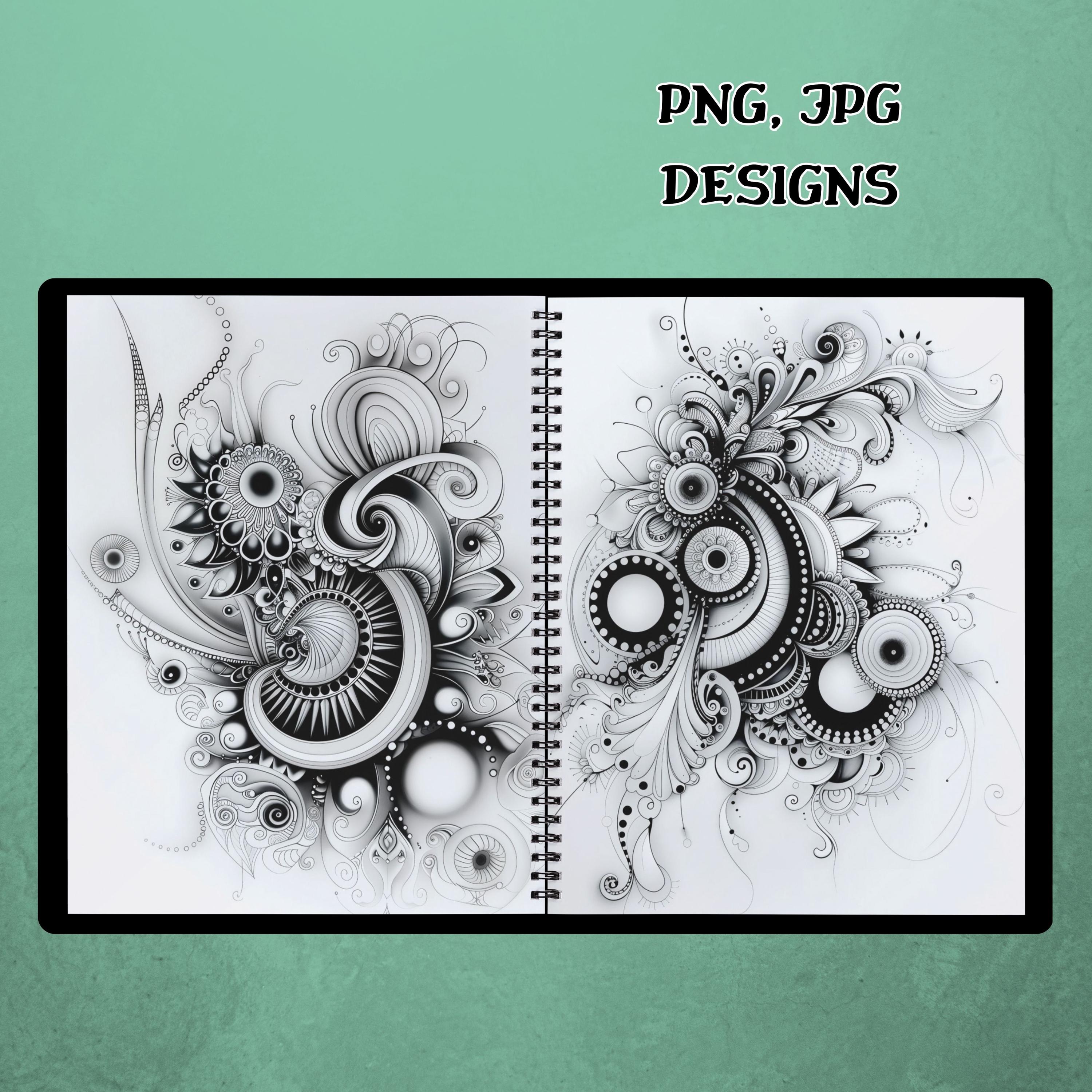 Traceable Zentangle Doodles, Abstract Coloring Book (digital Download ...