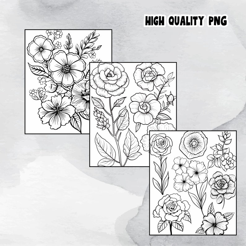 Flower Drawing Guide, Step-by-step Tutorials (PDF, PNG) - Etsy