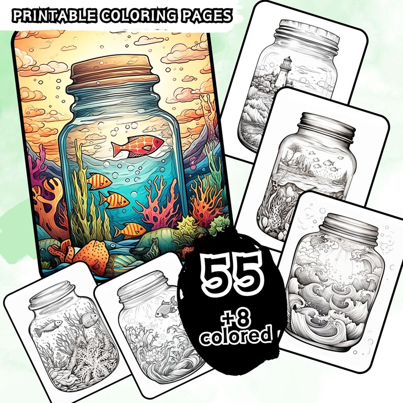 Underwater Jars Coloring Book, Immerse Yourself in Serenity With Ocean ...