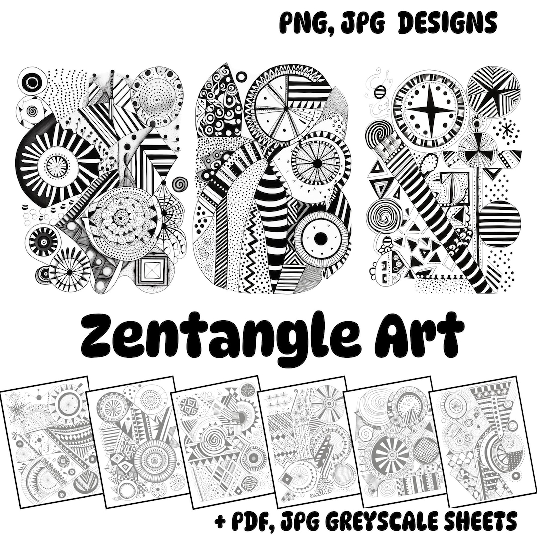 Zentangle Practice Sheets Bundle, Zentangle Magic Moments, Anti Stress ...