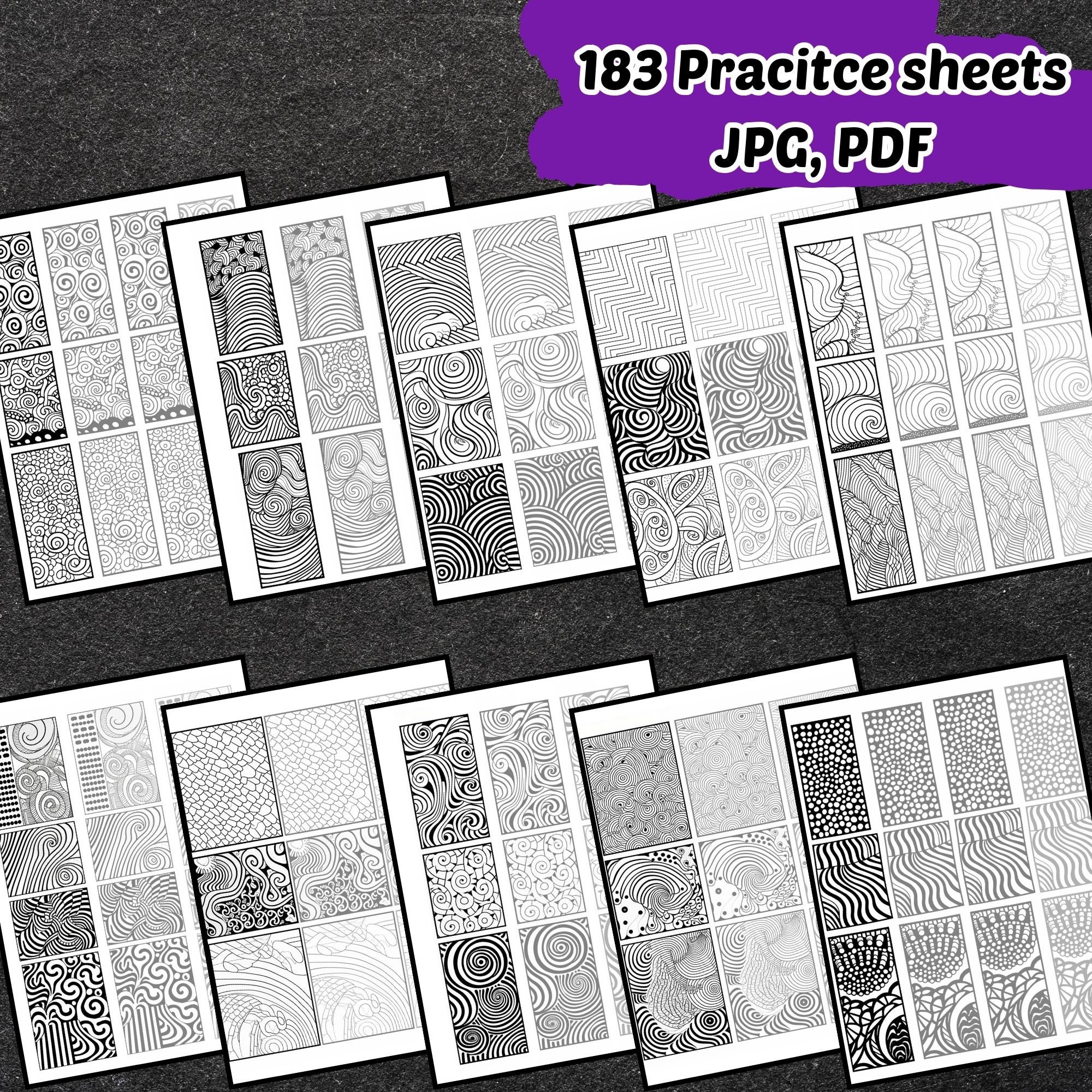 Zen Doodle Workbook, Zentangle Pattern Templates, Zentangle Practice ...