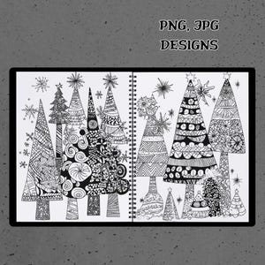 Creative Festive Tree Art Zen Doodle Worksheets for Mindful Relaxation ...
