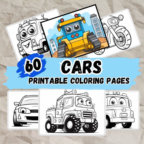 Car Themed Coloring Pages - Etsy
