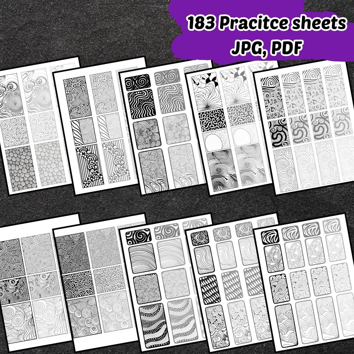Zen Doodle Workbook, Zentangle Pattern Templates, Zentangle Practice ...