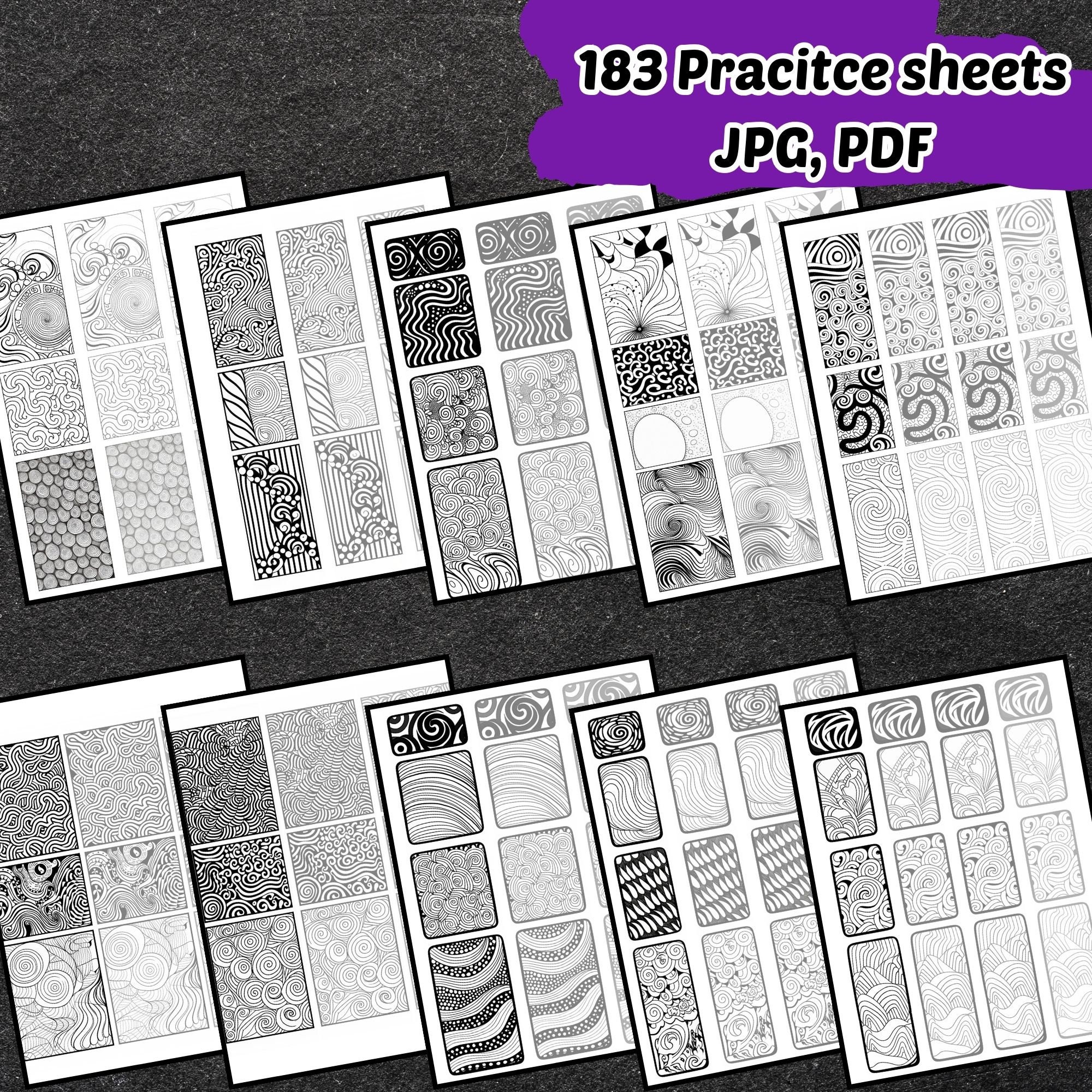 Zen Doodle Workbook, Zentangle Pattern Templates, Zentangle Practice ...