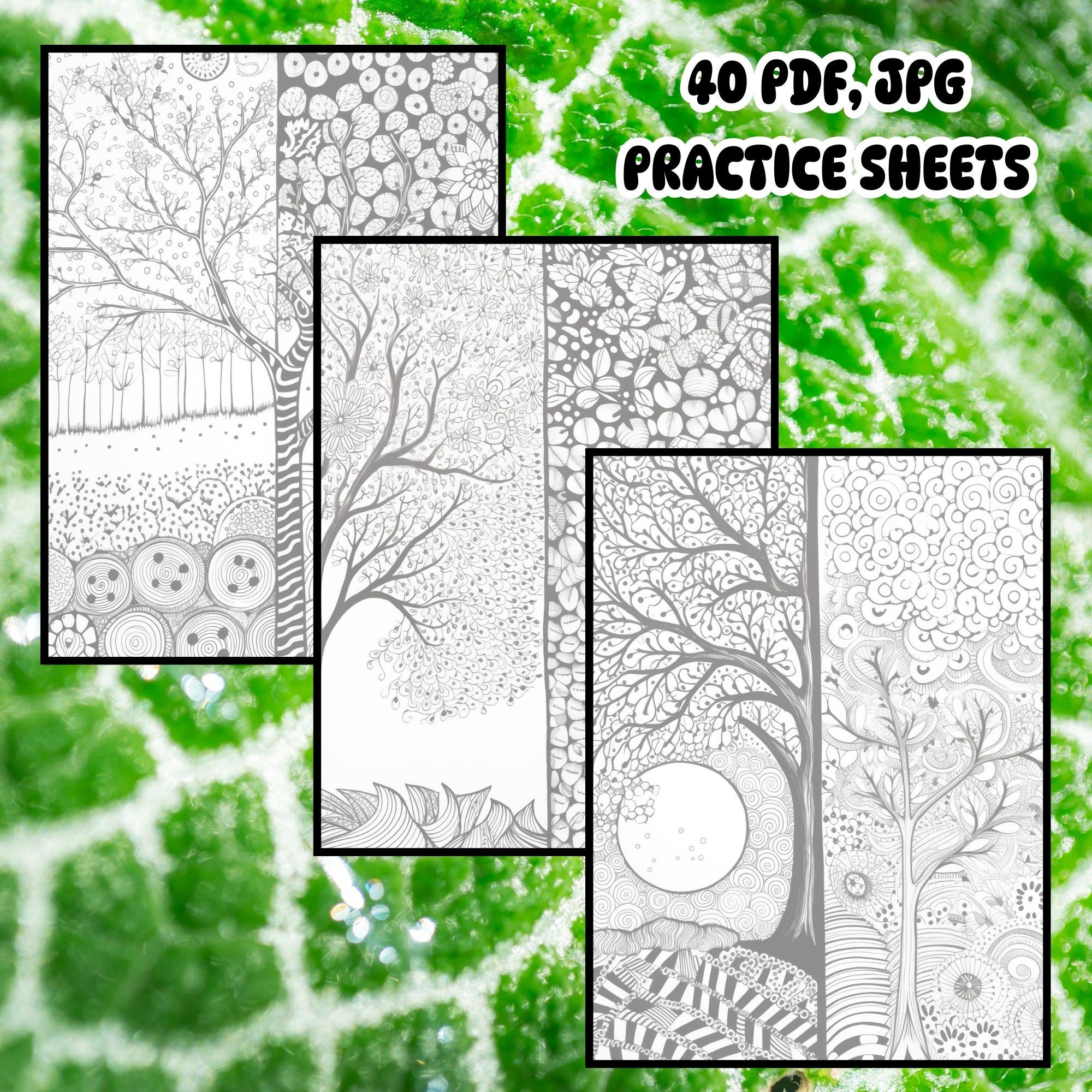 Zentangle Worksheets, Zen Tangle With Nature Inspired Ornament Designs ...