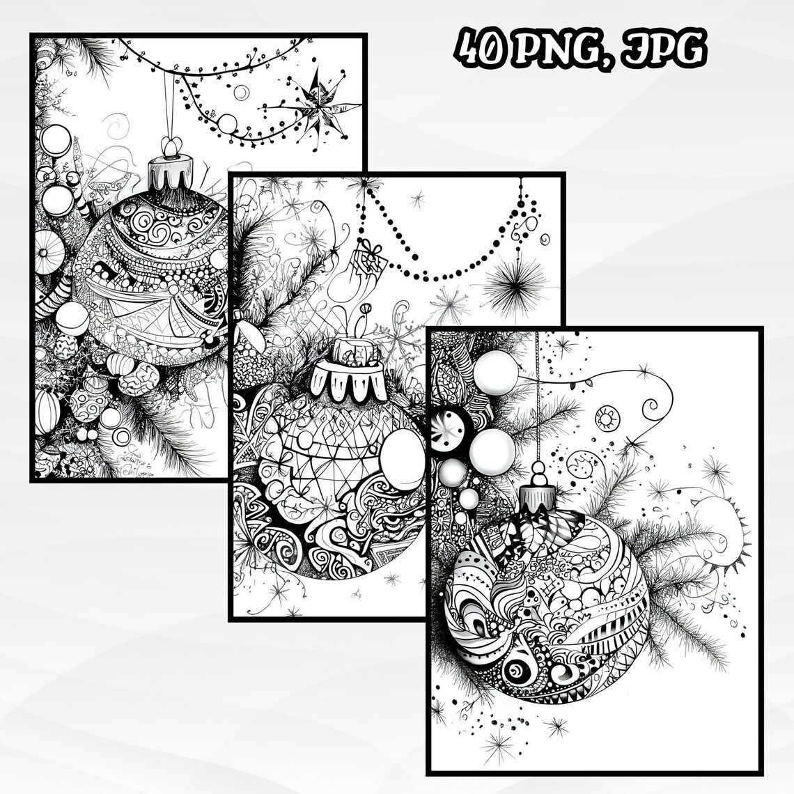 Zentangle Christmas Ornament Coloring Pages (digital Download) - Etsy
