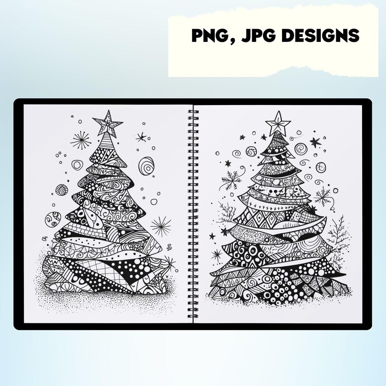 Christmas Tree Zentangle Coloring Pages, Doodling With Tree Designs ...