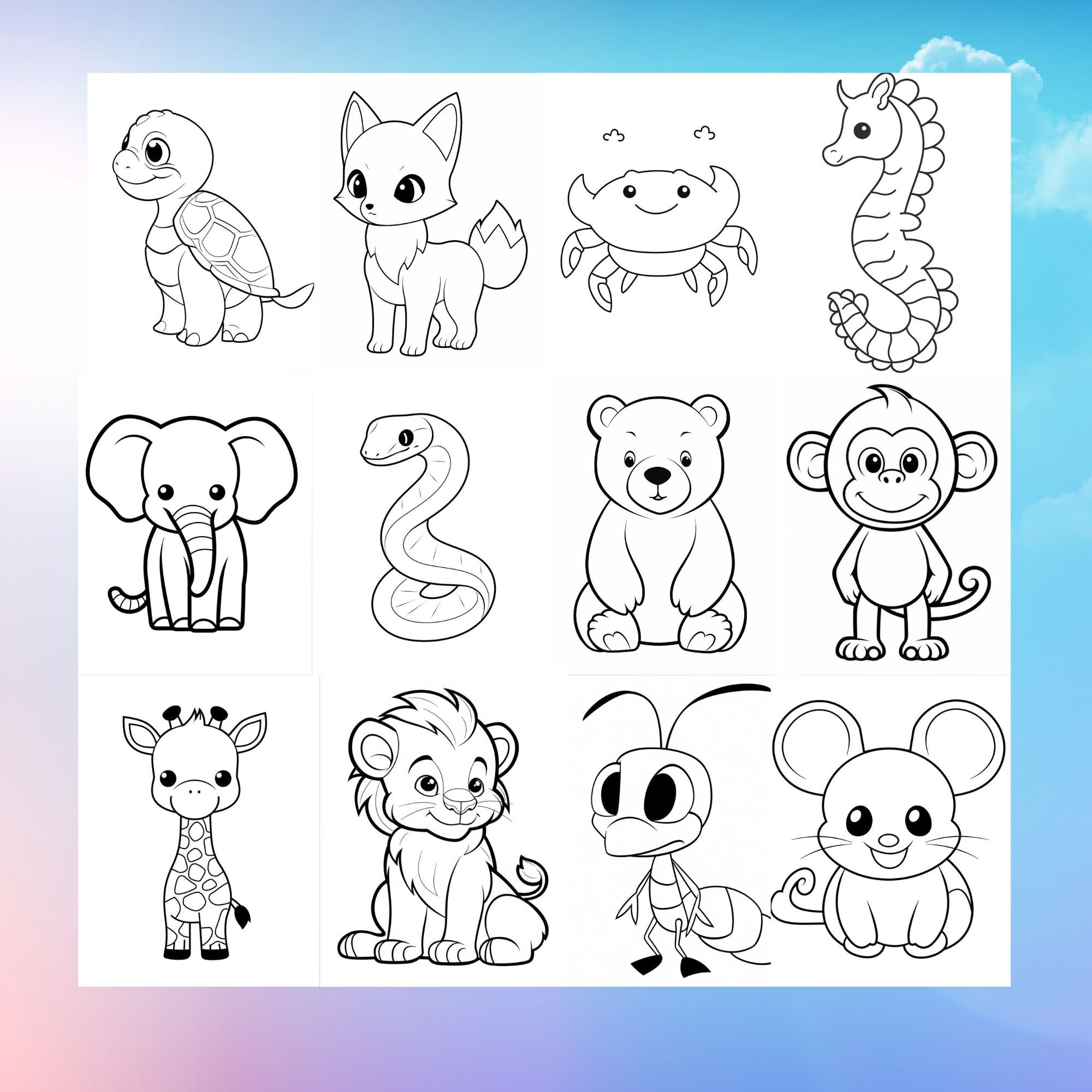 Cute Fun and Easy Animal Coloring Pages for Kids, Toddlers Coloring ...