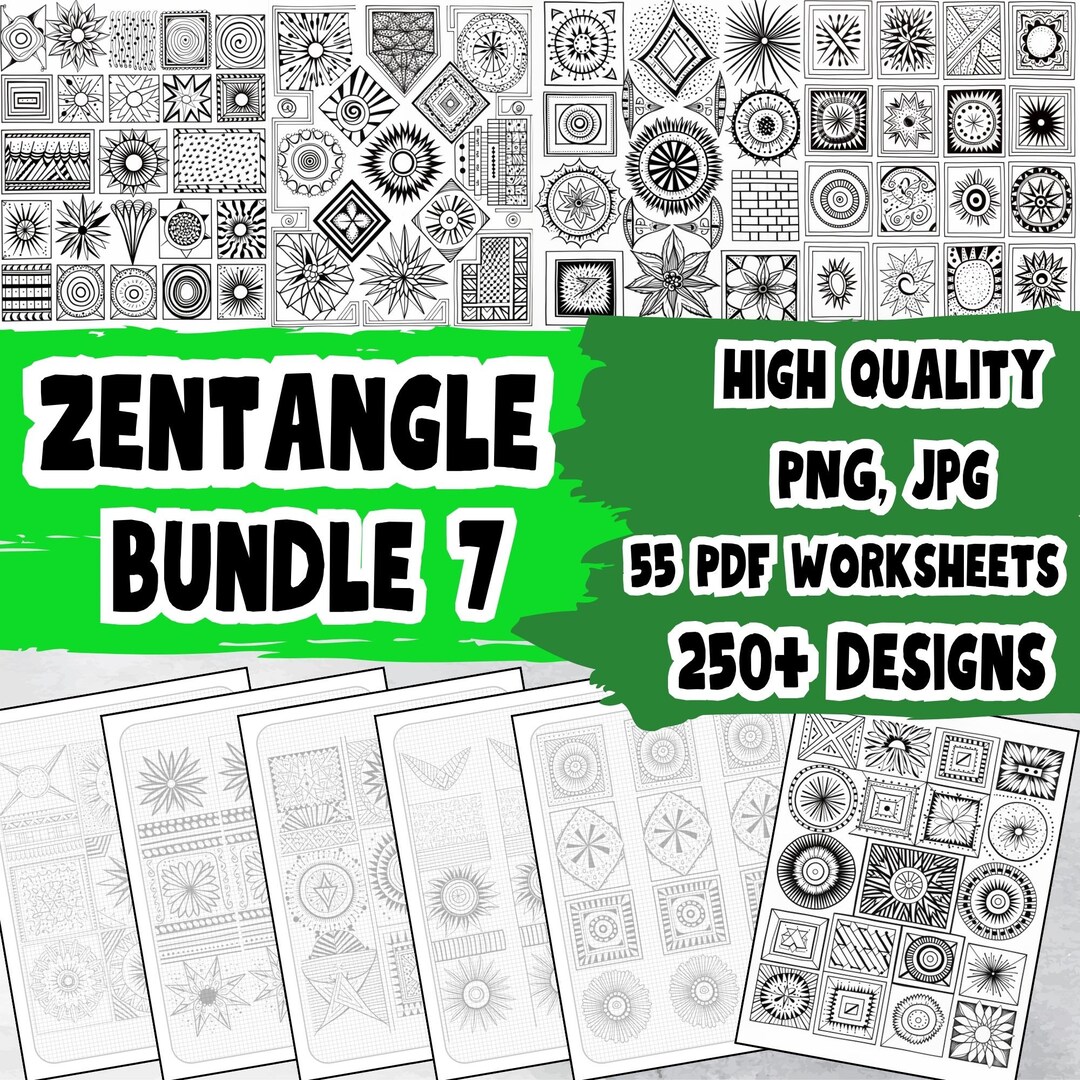 Zentangle Templates, Zentangle Practice Sheets, Zen Doodle Workbook ...
