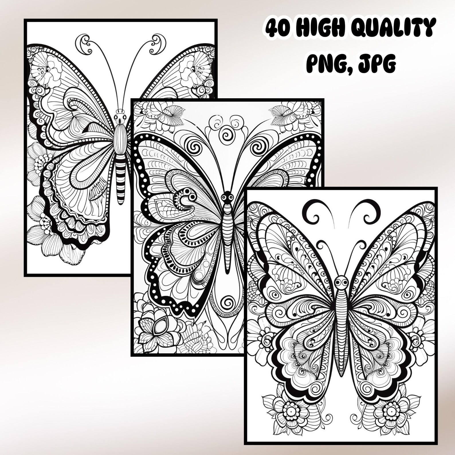 Butterfly Zentangle Patterns and Practice Sheets, Butterfly Coloring ...
