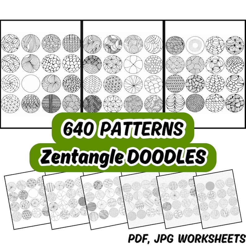 Zentangle Patterns Bundle: Intricate Designs, Doodle Practice Sheets ...