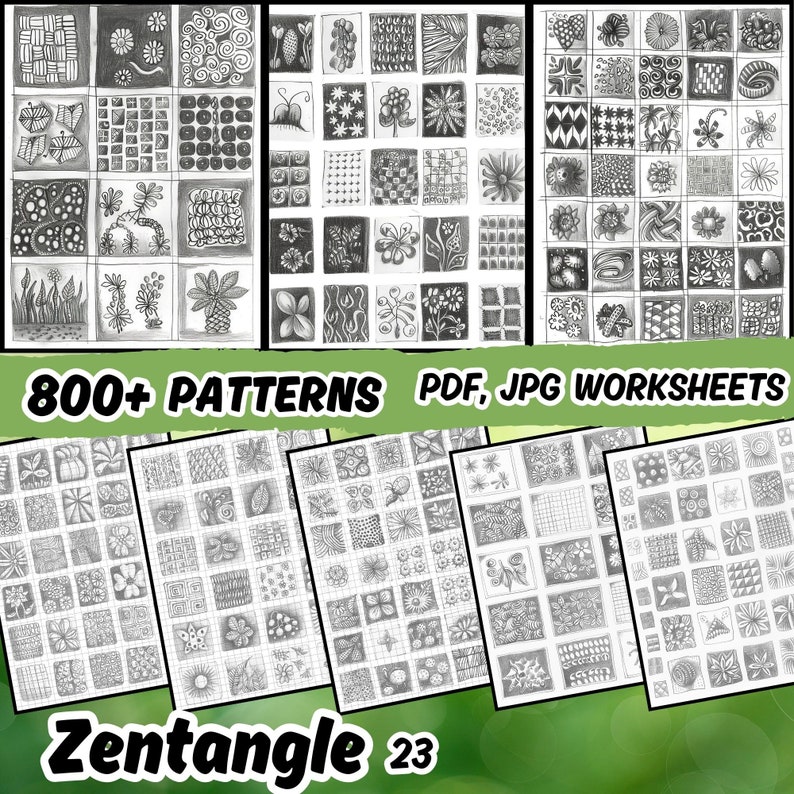 Zentangle Patterns: Printable Worksheets for Mindful Doodling and Artistic Meditation, Anti ...