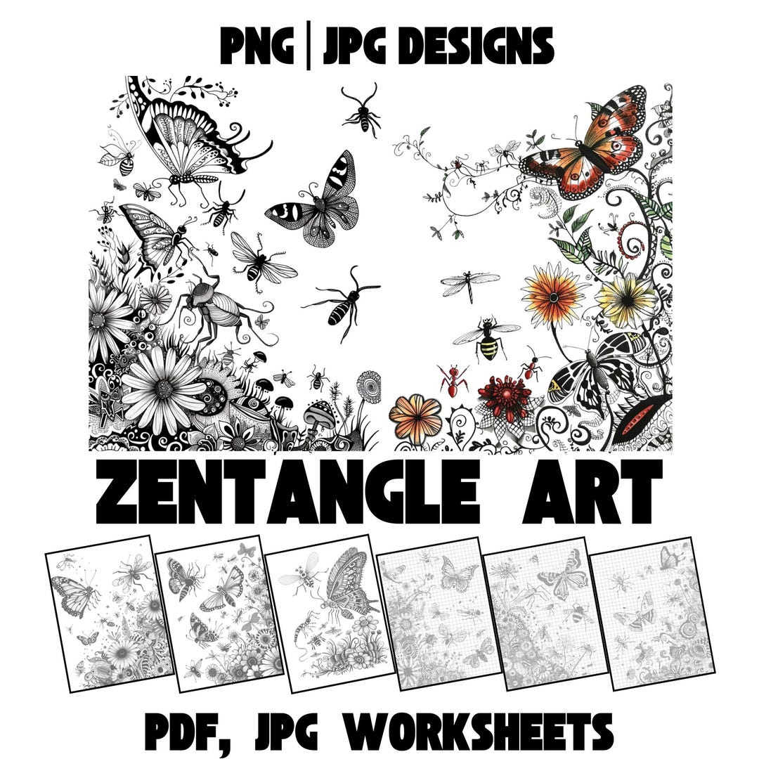 Butterfly Zentangle Art for Beginners • Floral Doodle Practice Sheets ...