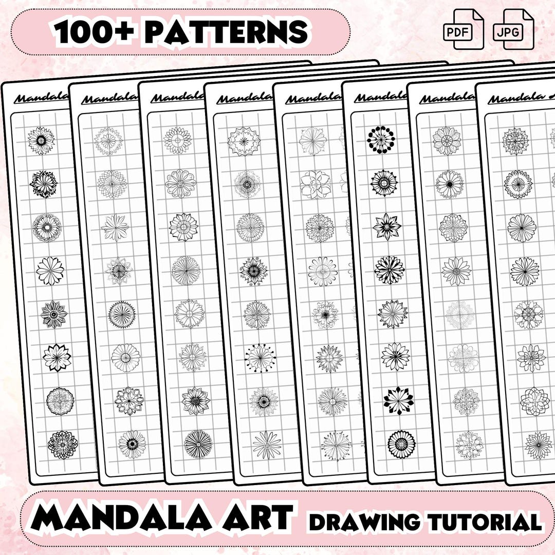 Beginner Mandala Art Practice Sheets, Zentangle Patterns (PDF, JPG) - Etsy