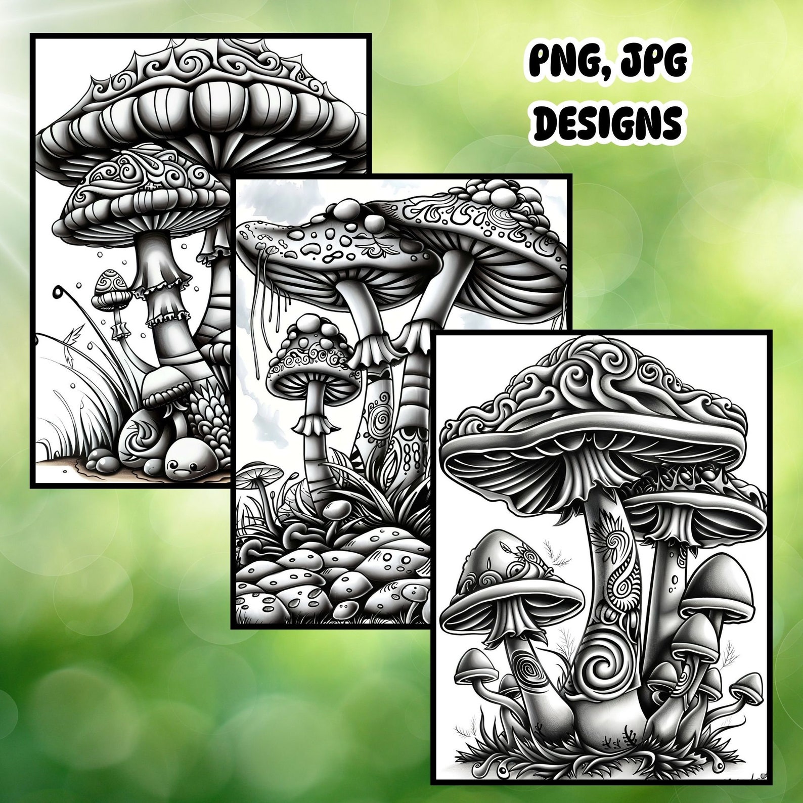 Zentangle Mushroom Patterns With Enchanting Coloring Pages and Doodle ...