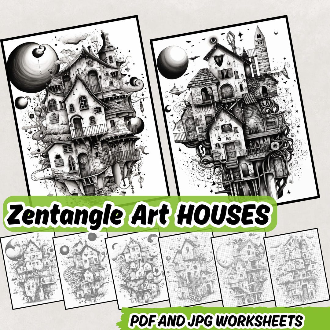 Charming House Zentangle Kit: Hand-drawn Inspiration & Doodle Art ...