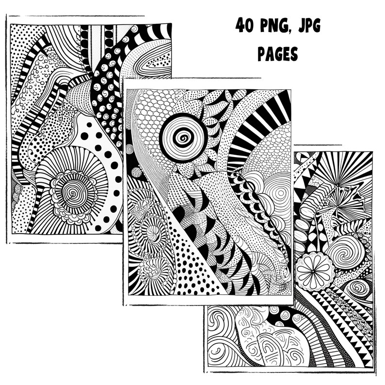 Printable Zentangle Art Worksheets | Stress Relief Patterns (PDF, PNG ...