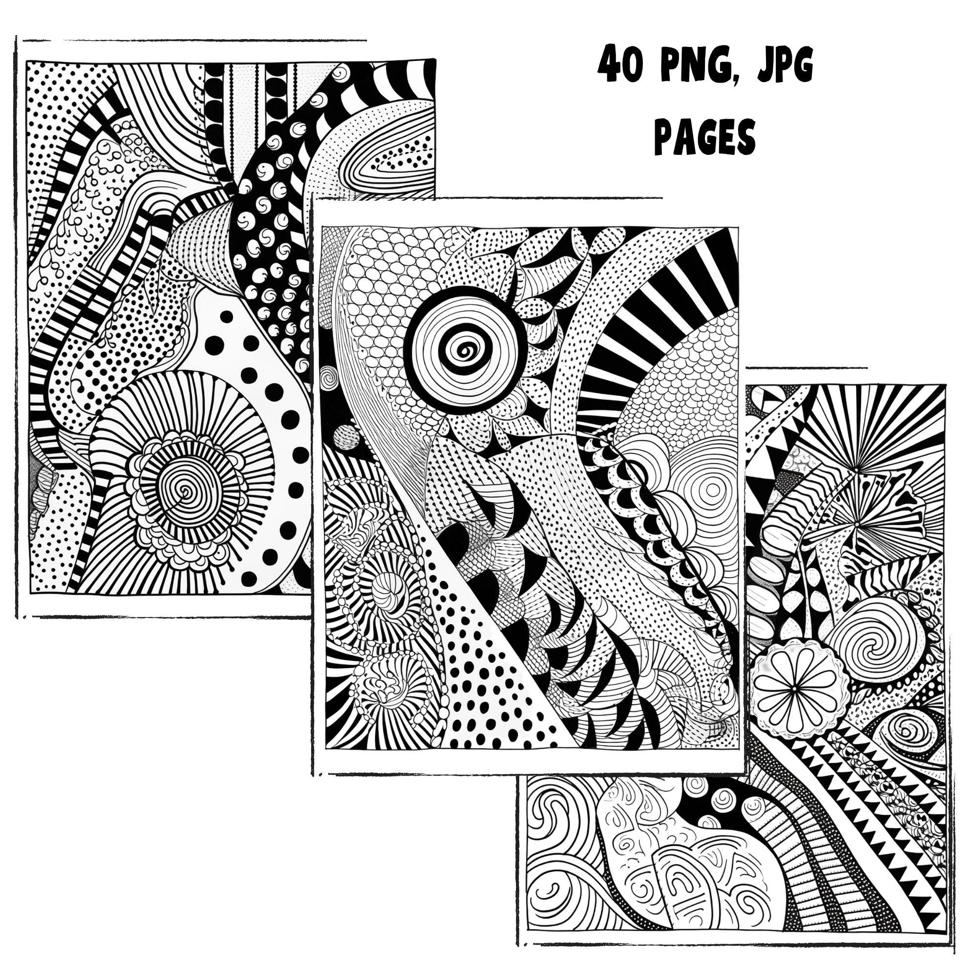 Printable Zentangle Art Worksheets | Stress Relief Patterns (PDF, PNG ...