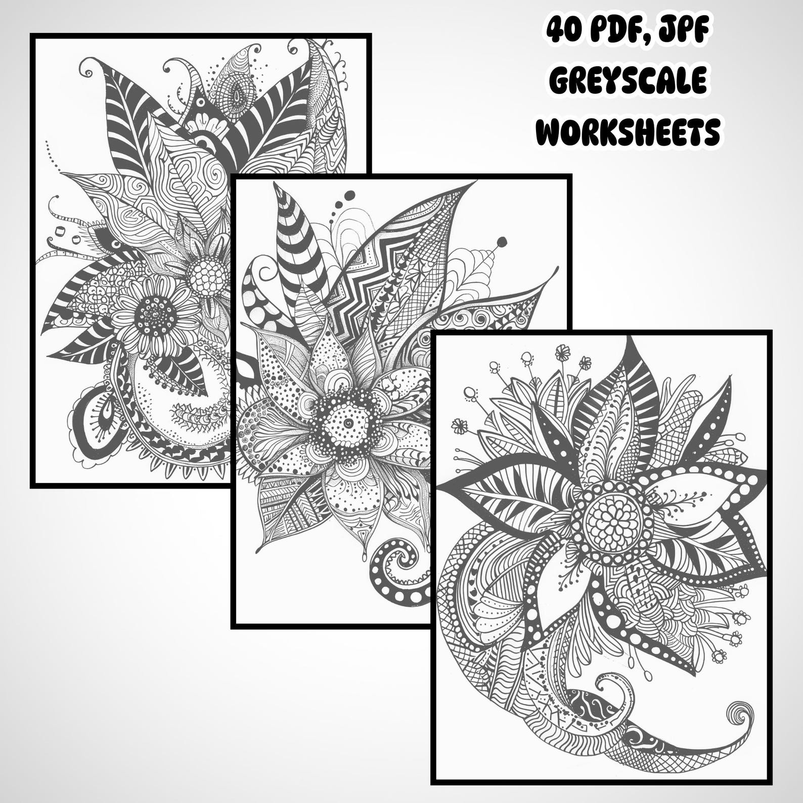 Zentangle Templates for Floral Patterns: Therapeutic Flower Doodle ...