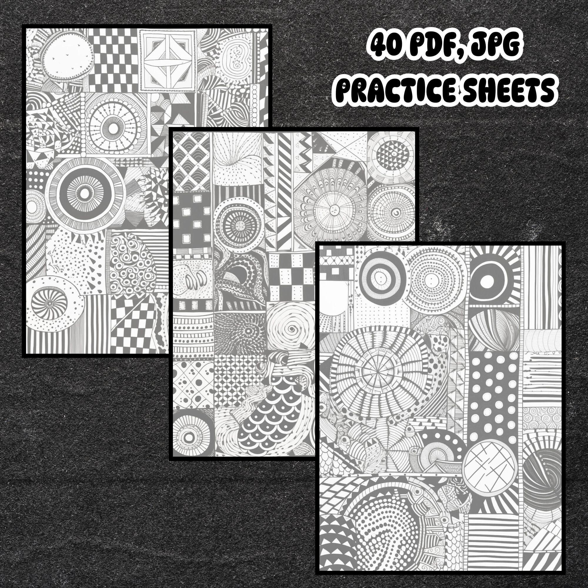 Zentangle Art, Zentangle Practice Sheets, Zen Pattern Templates ...
