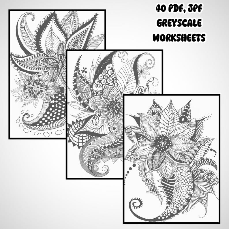 Zentangle Templates for Floral Patterns: Therapeutic Flower Doodle ...